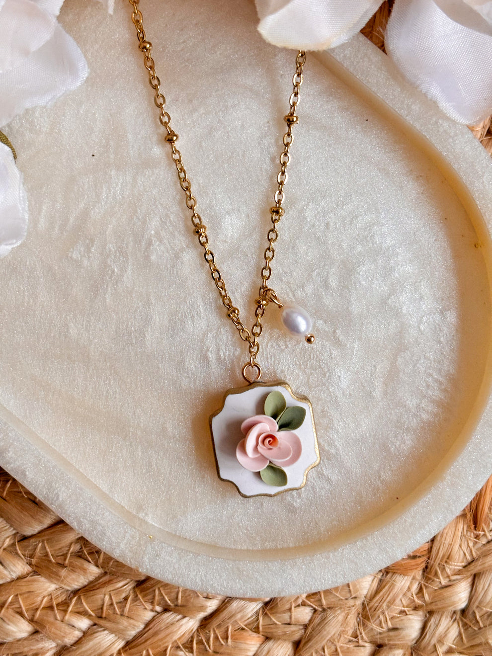 Soft Pink Rose Charm Necklace – Sarah Jane Designs